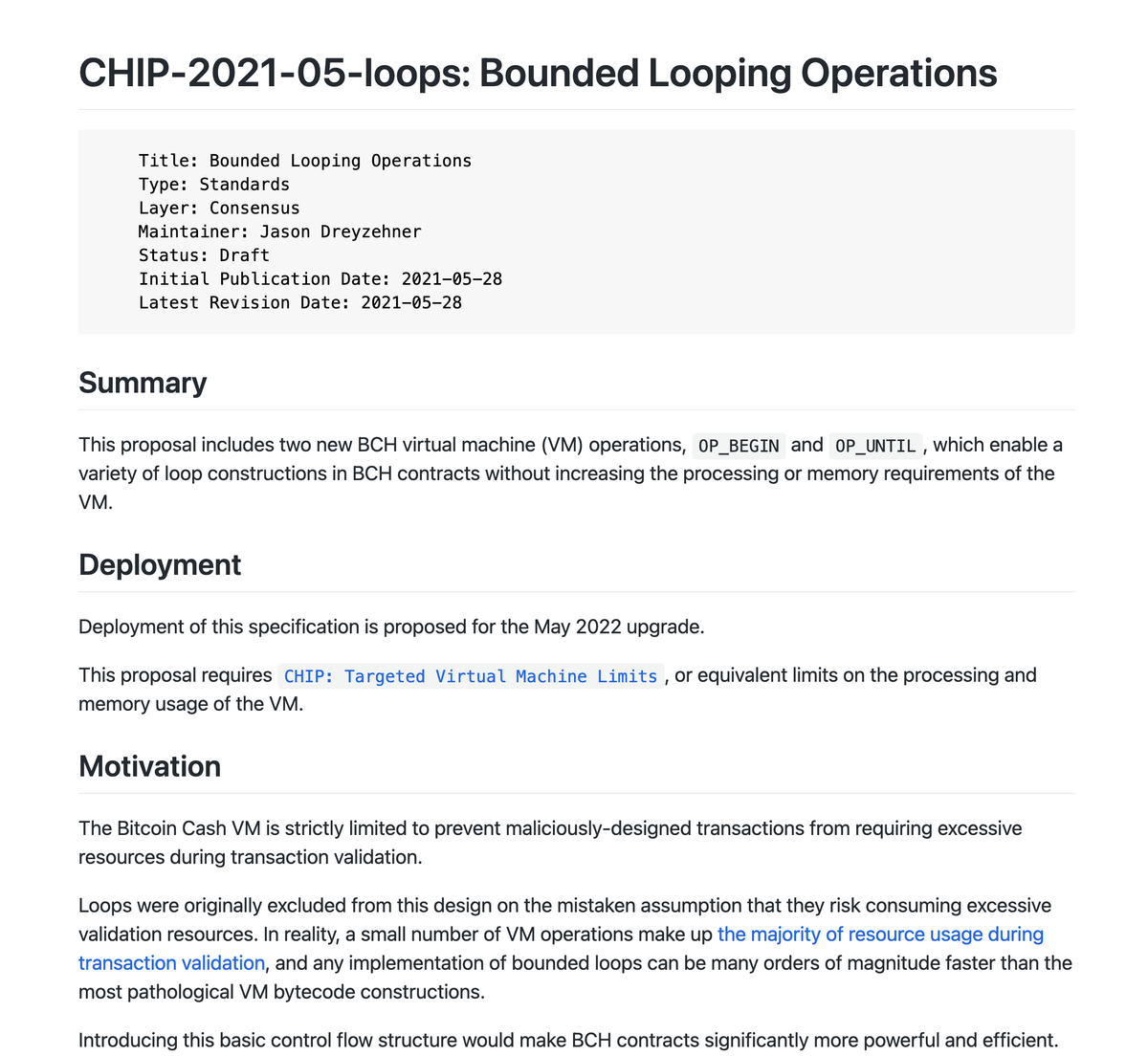 CHIP: Bounded Looping Operations