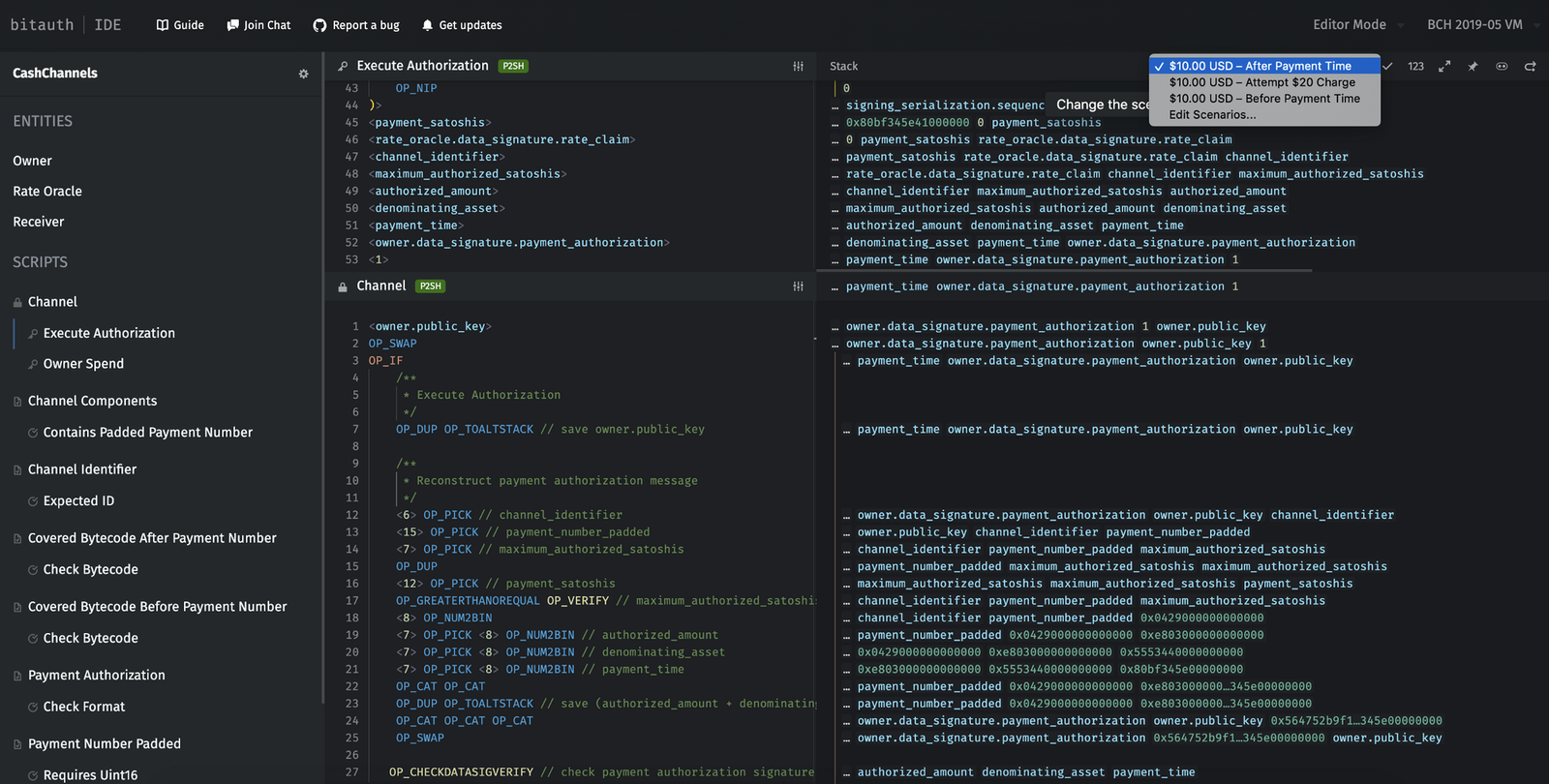 Time Travel in Bitauth IDE with Scenarios
